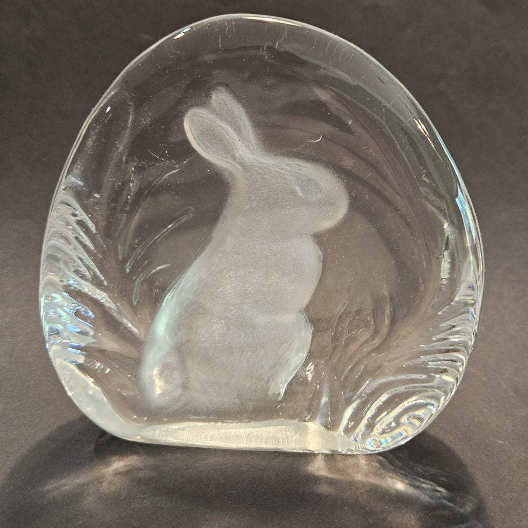 Lead Crystal Paperweight With Etched Frosted Rabbit Zajecar From ...