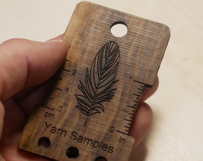 Mini WPI Yarn Measuring Tool: Spalted Holly Wood, Feather Design - Etsy