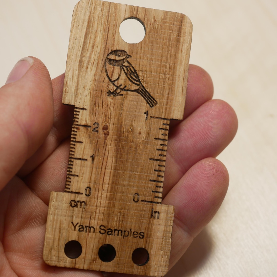 Mini WPI Yarn Measuring Tool: Oak Wood, Coal Tit Design (A) - Etsy