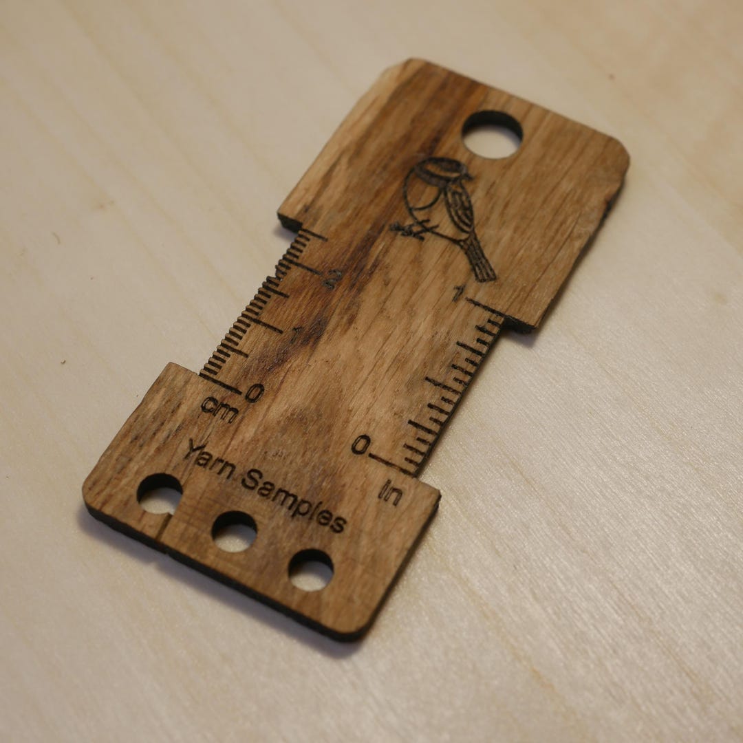 Mini WPI Yarn Measuring Tool: Oak Wood, "coal Tit" Design (B) - Etsy