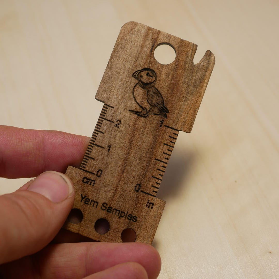 Mini WPI Yarn Measuring Tool: Elm Wood, Puffin Design - Etsy