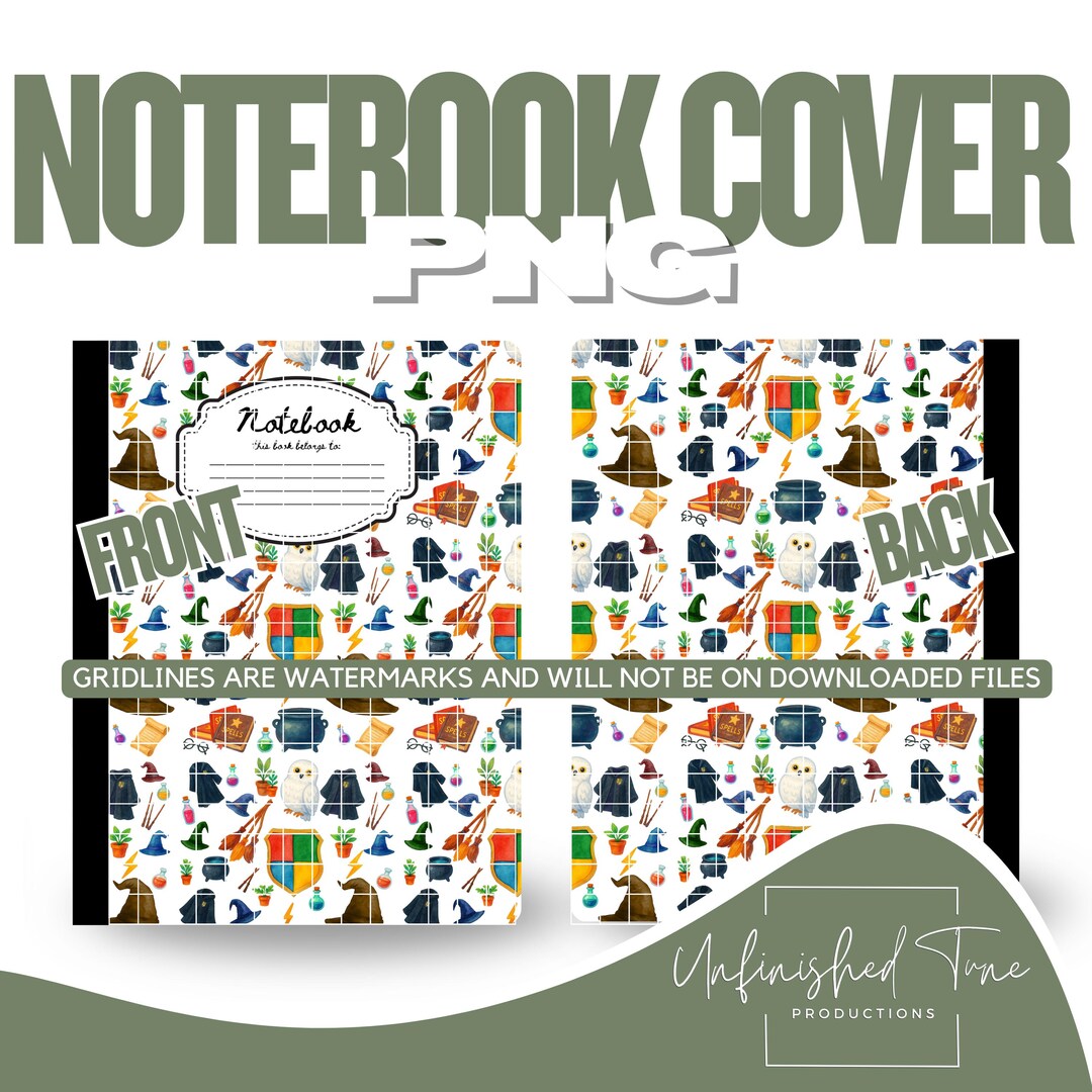 Wizarding Notebook Cover PNG: Watercolor Spell Book Design (instant ...