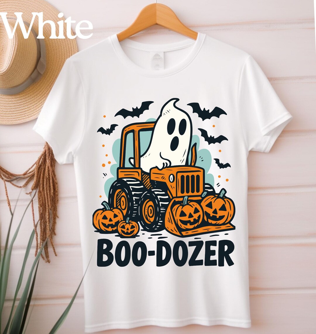 Boo‑dozer Halloween Ghost Pumpkin Tractor T‑shirt – Fun Spooky Farm Tee ...