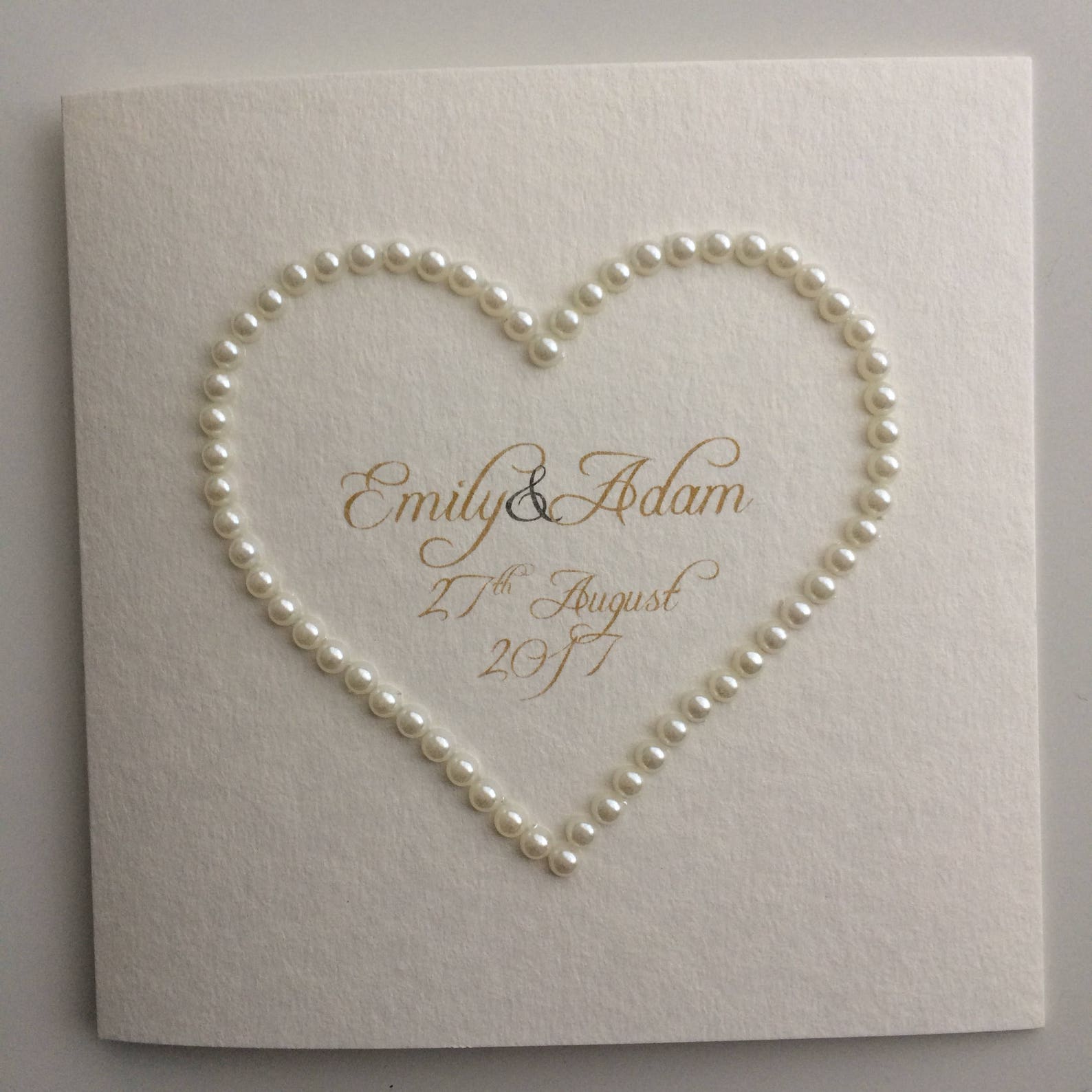 Wedding Congratulations Pearl Heart Personalised Card | Etsy