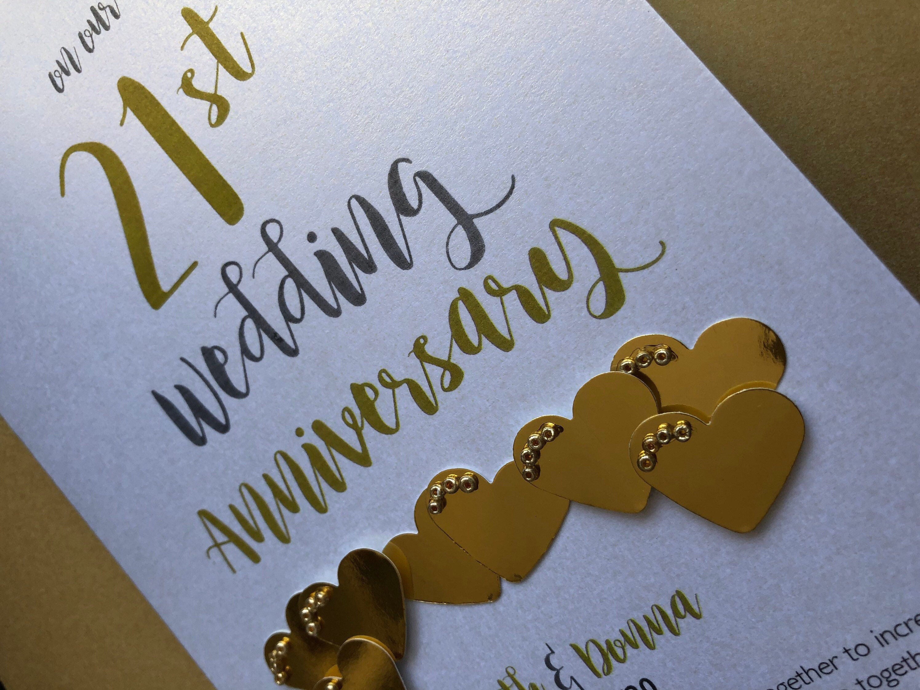 Brass 21st 21 years Wedding Anniversary Card Personalised | Etsy