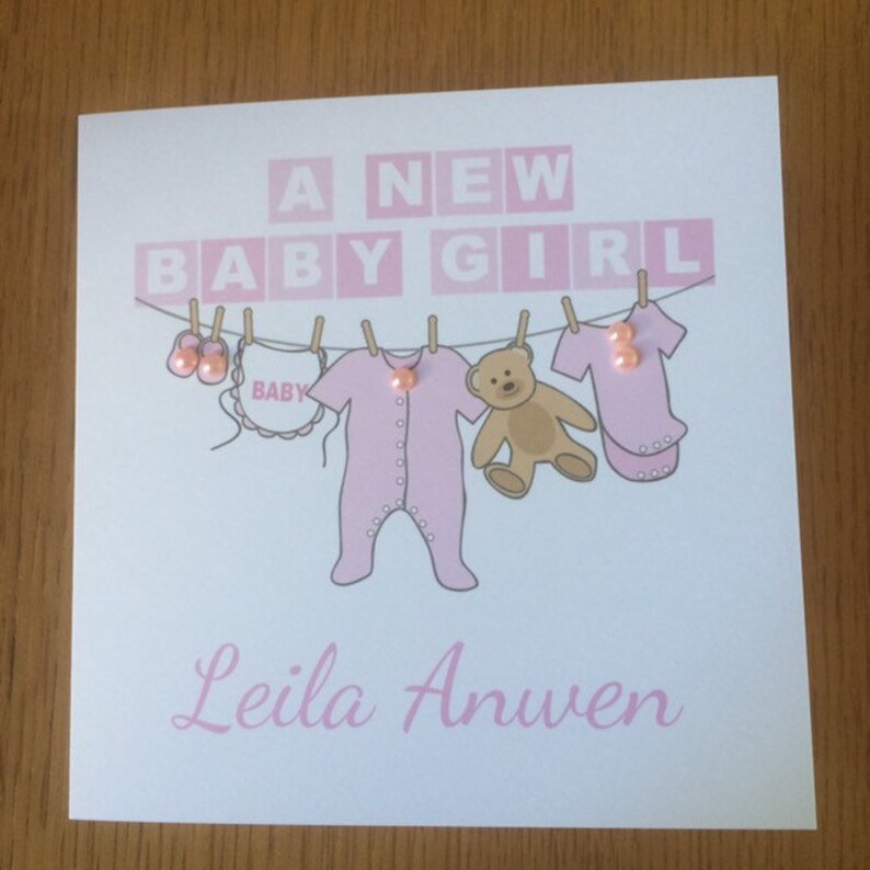 New Baby Congratulations Washing Line Illustration Card | Etsy