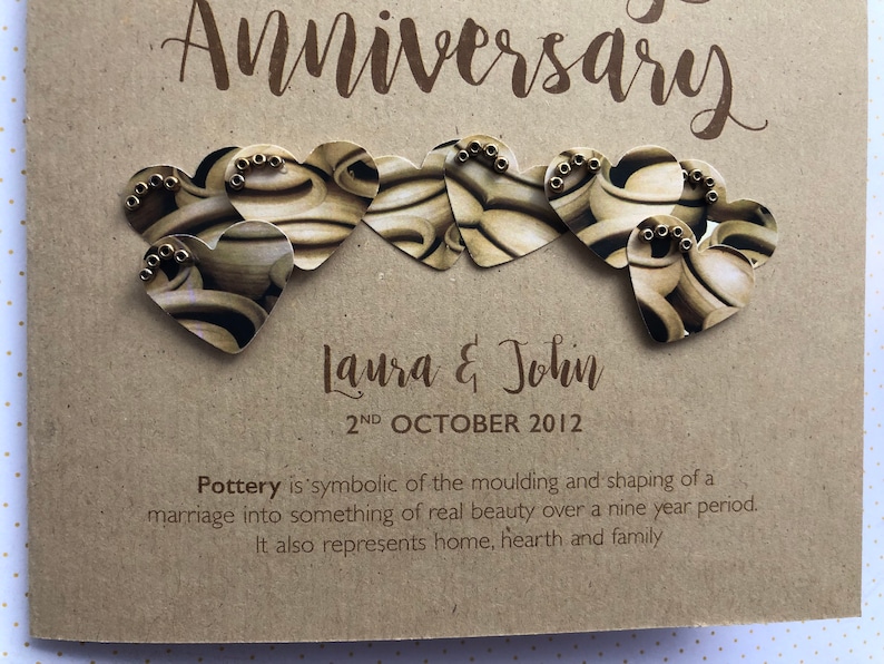 Pottery (9th) 9 Year Wedding Anniversary Card - Personalised With Names ...