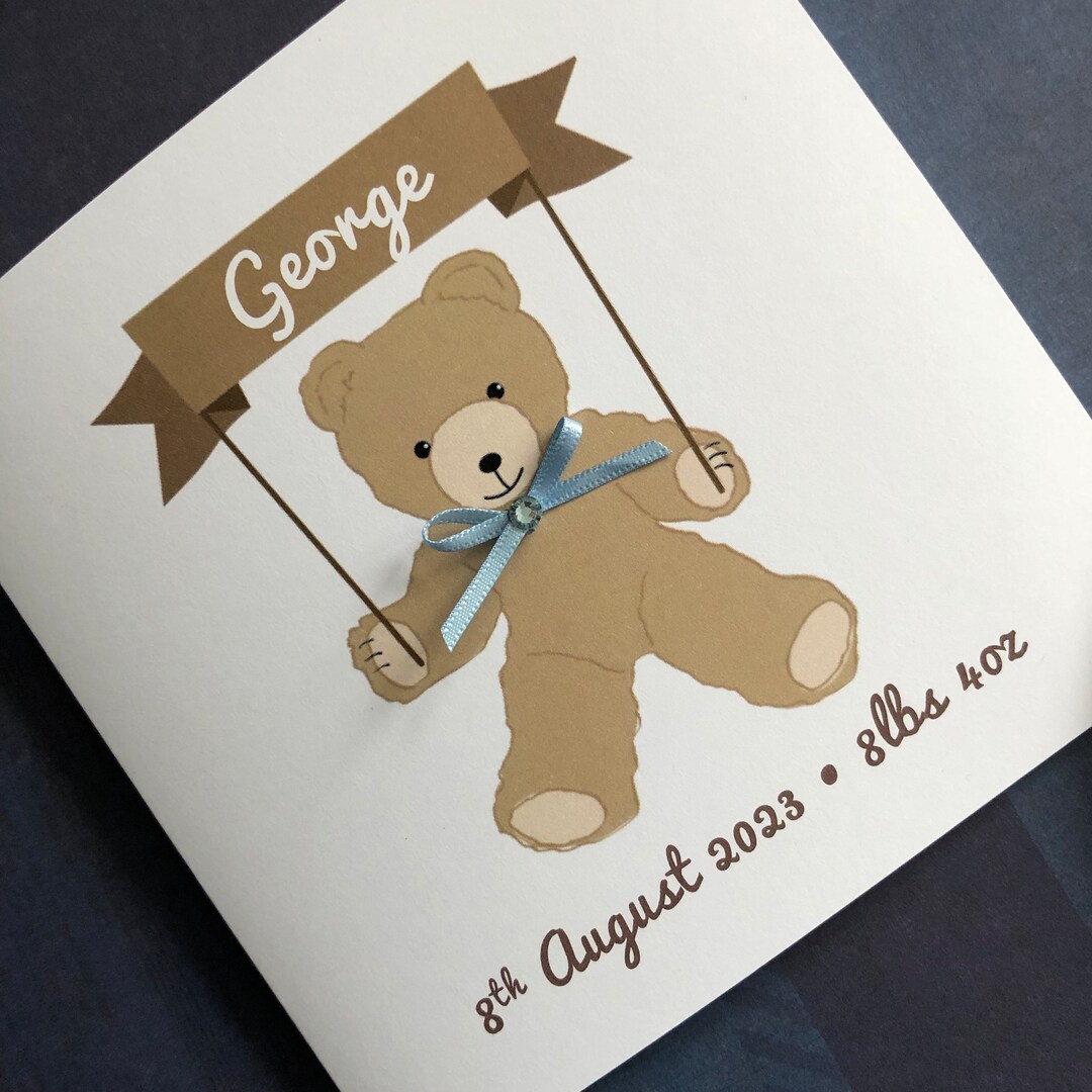 New Baby Congratulations Teddy Bear Birth Congratulations Parents Card ...