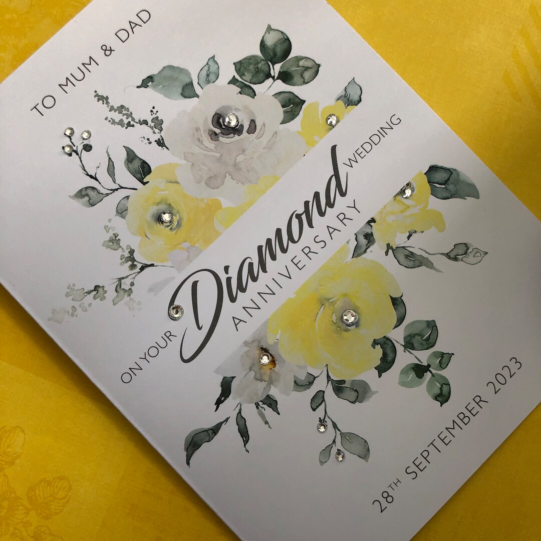 Diamond (60th) 60 Years Wedding Anniversary Card Personalised With ...