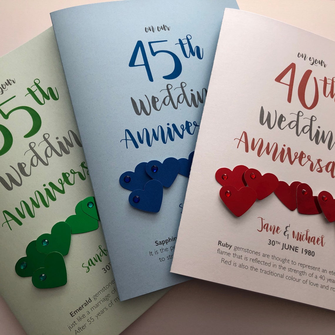 Ruby 40th 40 years Wedding Anniversary Card Personalised | Etsy