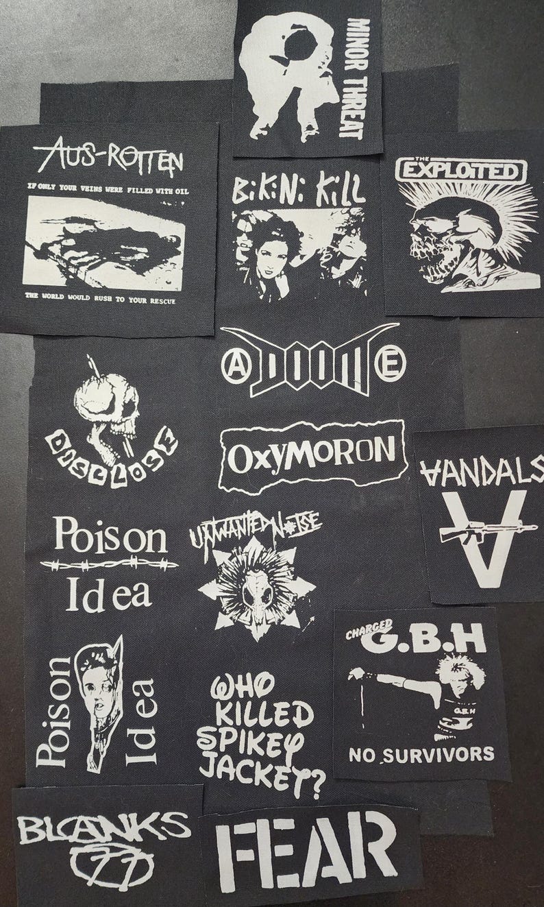 Punk Patches, Silk Screened on Black Canvas DIY Screen Printed - Etsy
