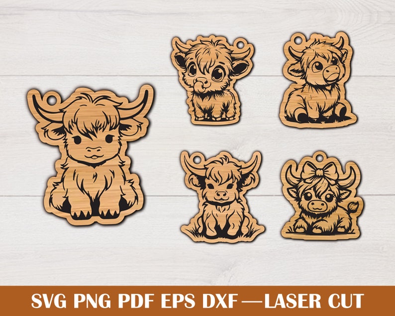 Cute Highland Cow Keychain Laser Cut SVG File, Highland Cow Key Chain ...