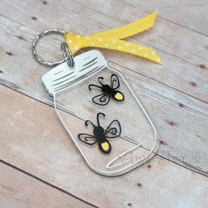 Fireflies Mason Jars Keychain, 3 Inch Mason Jar Key Chain, Firefly ...