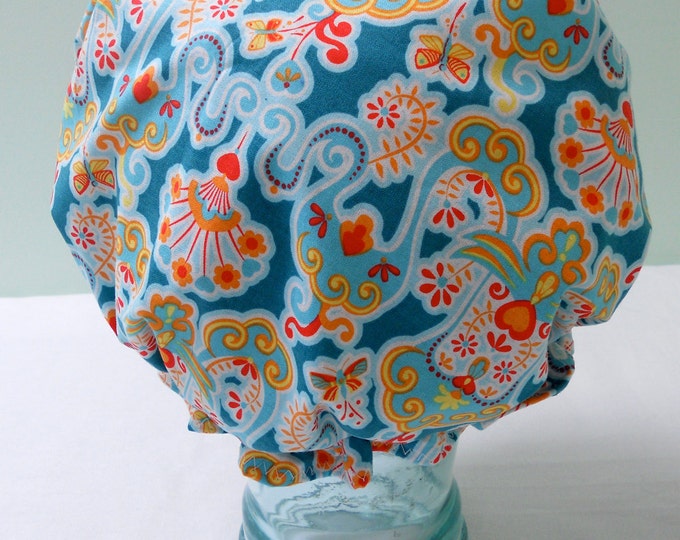Retro Shower Cap Folklore Scandinavian Paisley Floral Folk - Etsy