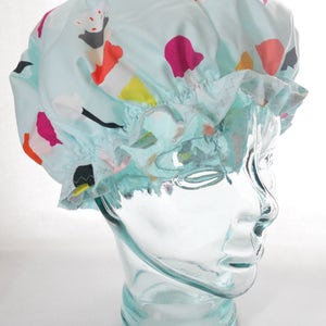 Retro Shower Cap - Light Blue Ice Cream Cone Sundae Dessert Sweet ...