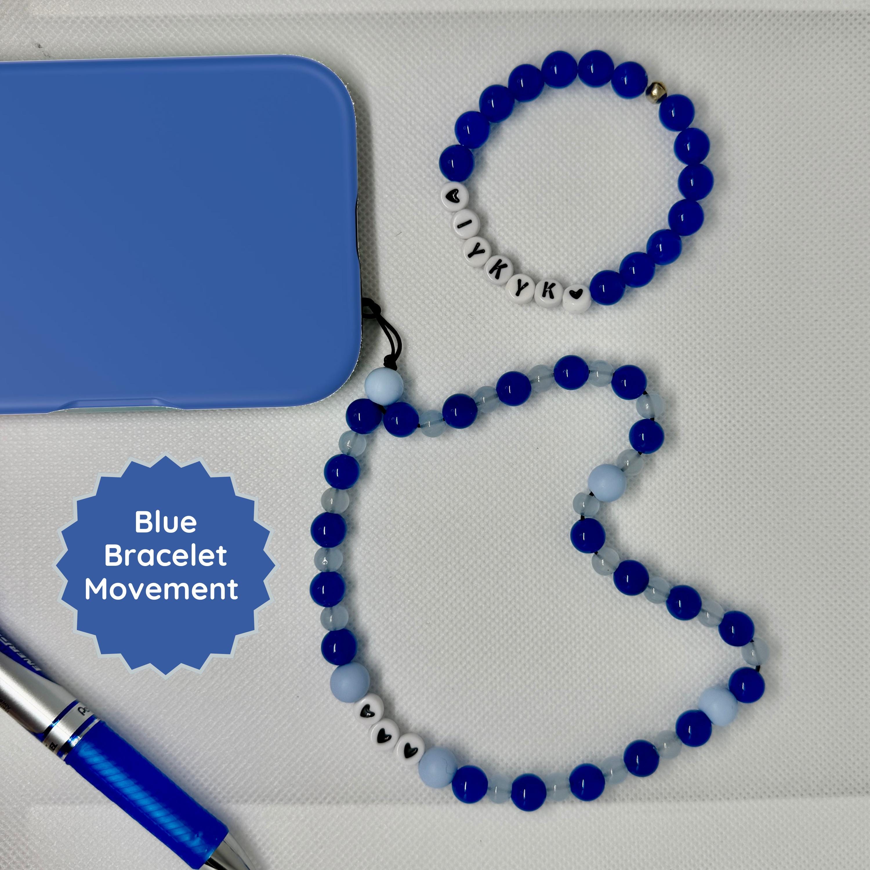 Blue Bracelet Movement Personalized Phone Charm Wristlet, Ally Beaded ...