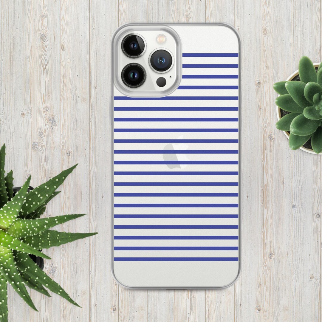 Clear Blue Stripe iPhone Case – Breton Shirt-inspired Minimal Cover ...