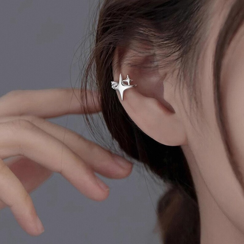 Star Ear Cuffs, Sterling Silver Ear Cuffs, Minimalist Women's Ear Cuffs - Etsy