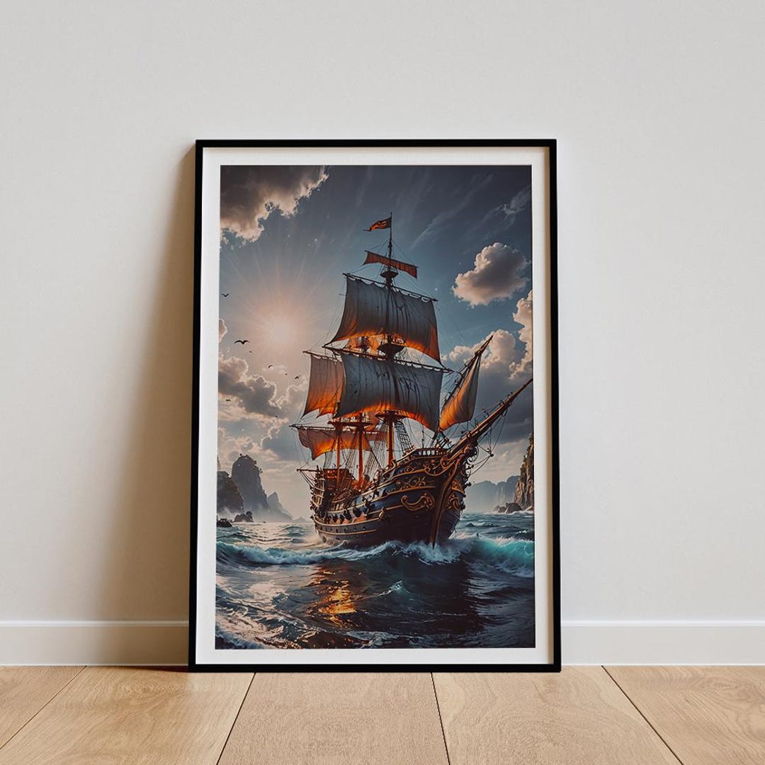 Sailing Ships Poster Vintage Art Poster, Classic Wall Art, Vintage Art ...