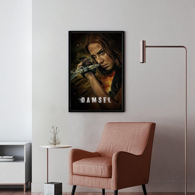 Damsel Movie Poster, Classic Movie Wall Art, Vintage Art Print, Home ...
