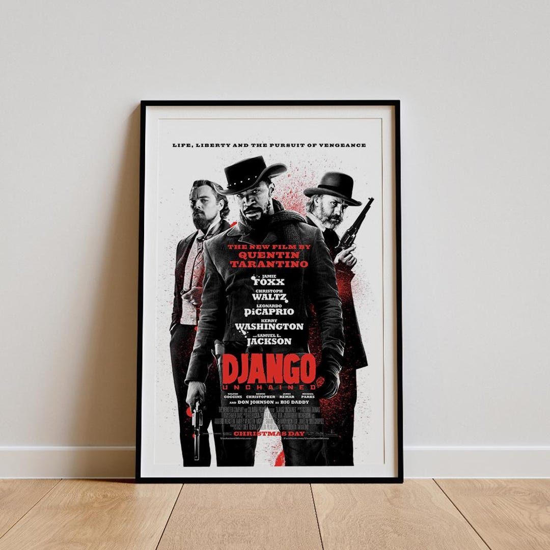 Django Unchained Movie Poster, Classic Movie Wall Art, Newspaper Style ...