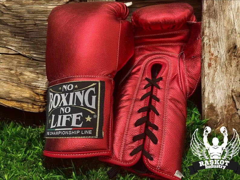 Red Boxing Gloves Cowhide Leather Fighting Gloves Glossy Edition Any ...