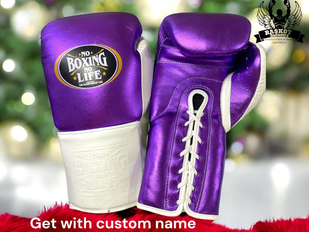 Customized Boxing Gloves Purple No Boxing No Life Cowhide Leather ...