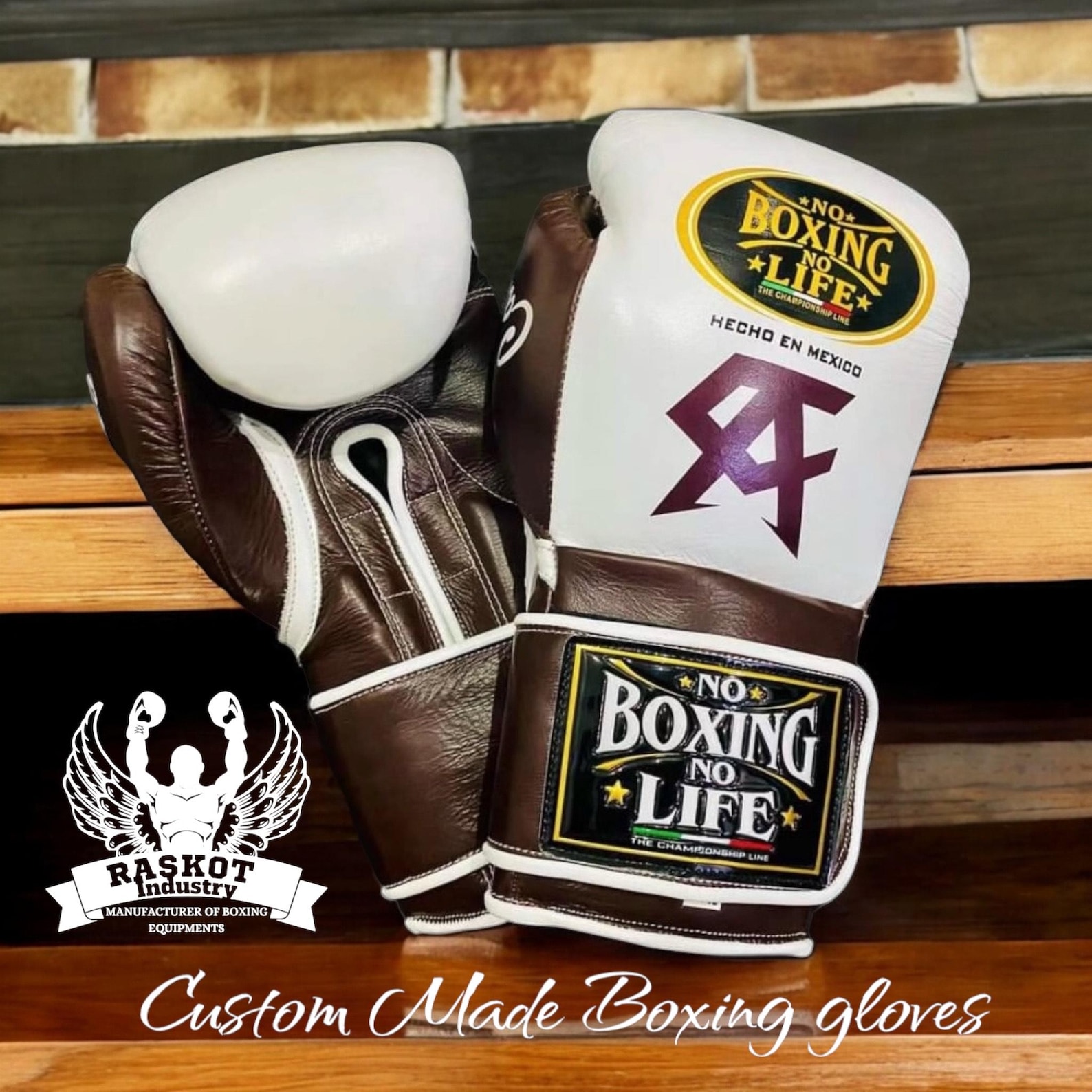 Customised Boxing Gloves White No Boxing No Life Cowhide Leather ...