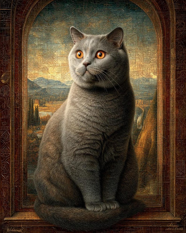 Mona Lisa Cat Printable Wall Art Download - Etsy