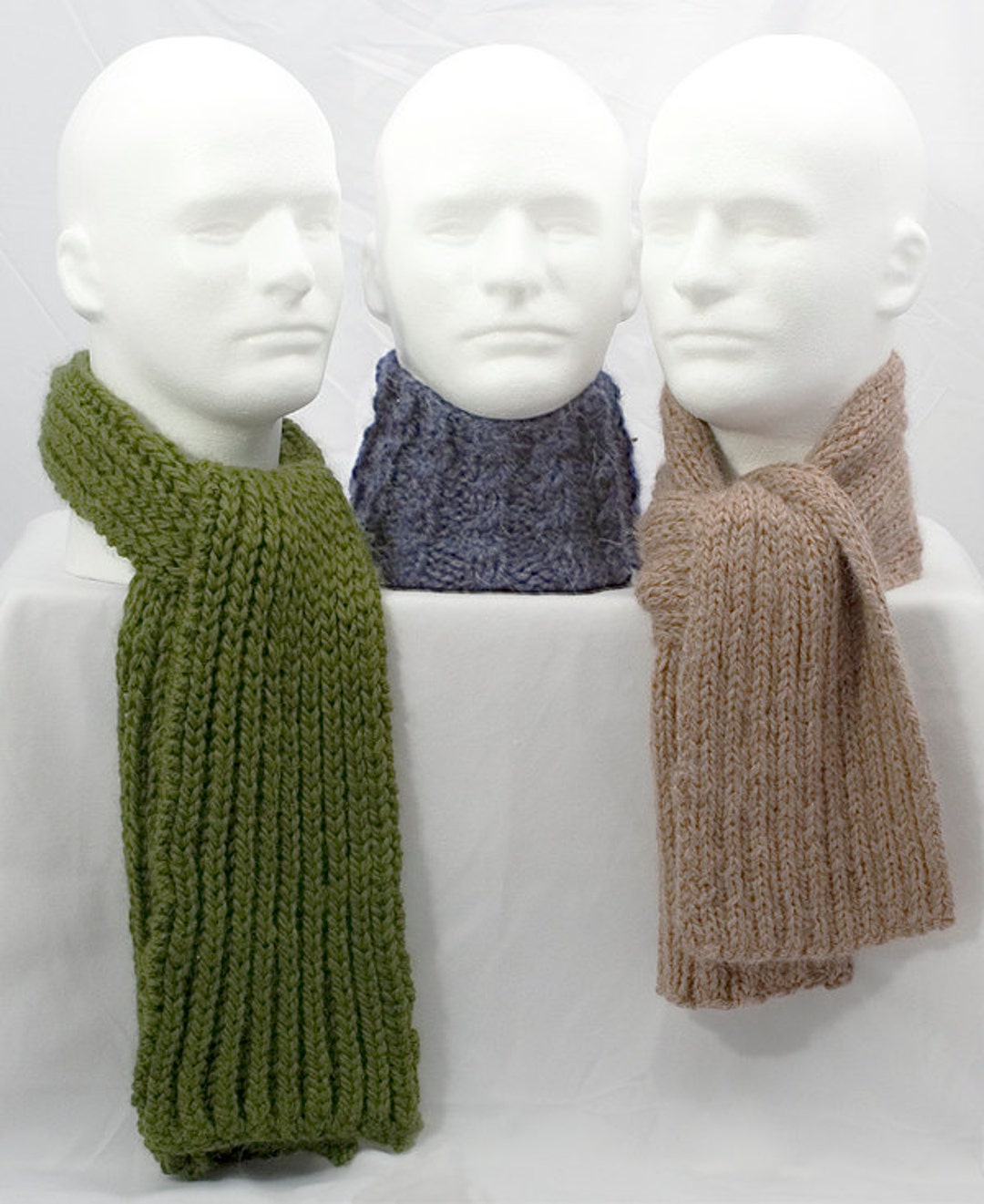 Trio of Manly Scarves Knitting Pattern - 3 Variations - PDF - Etsy