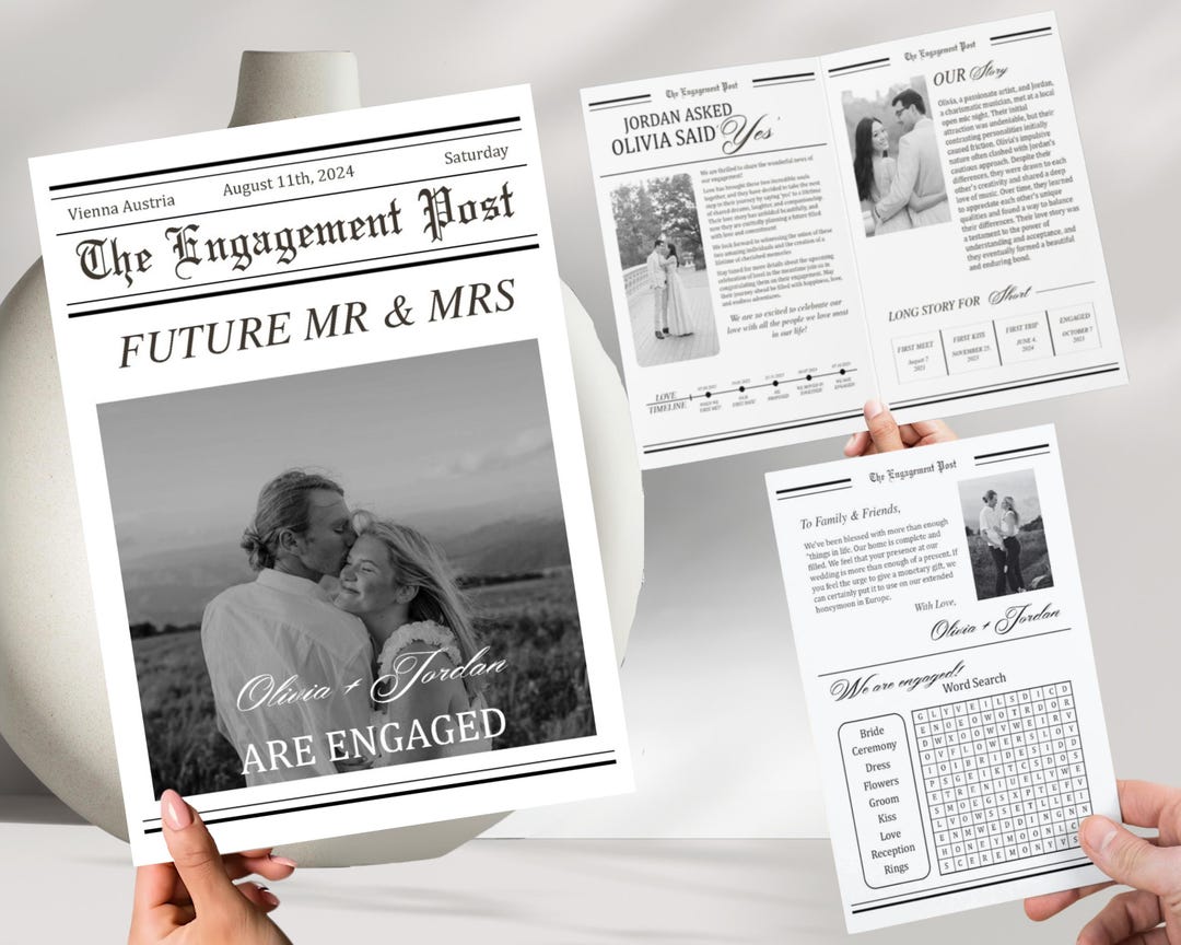 Wedding Template Newspaper, Engagement Newspaper Template, Mr and Mrs ...