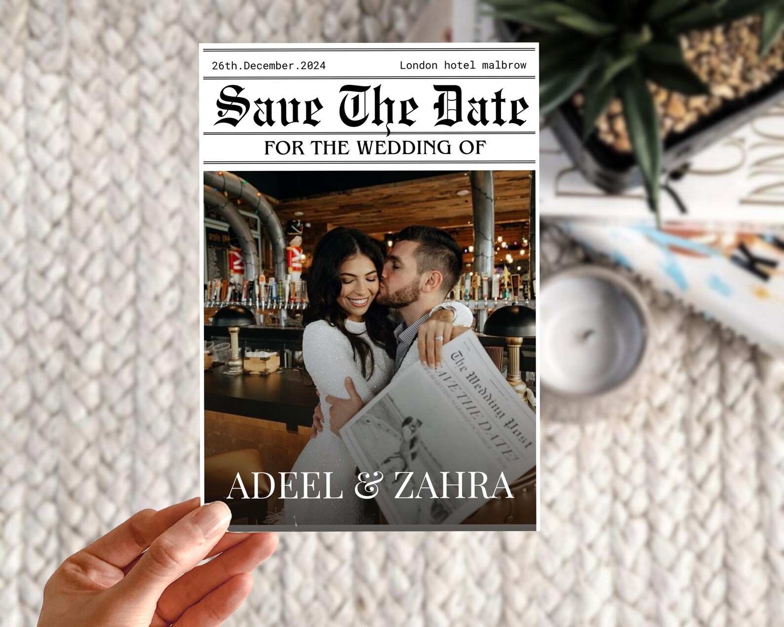 Save the Date Newspaper Design, Photo Template Save the Date, Newspaper ...