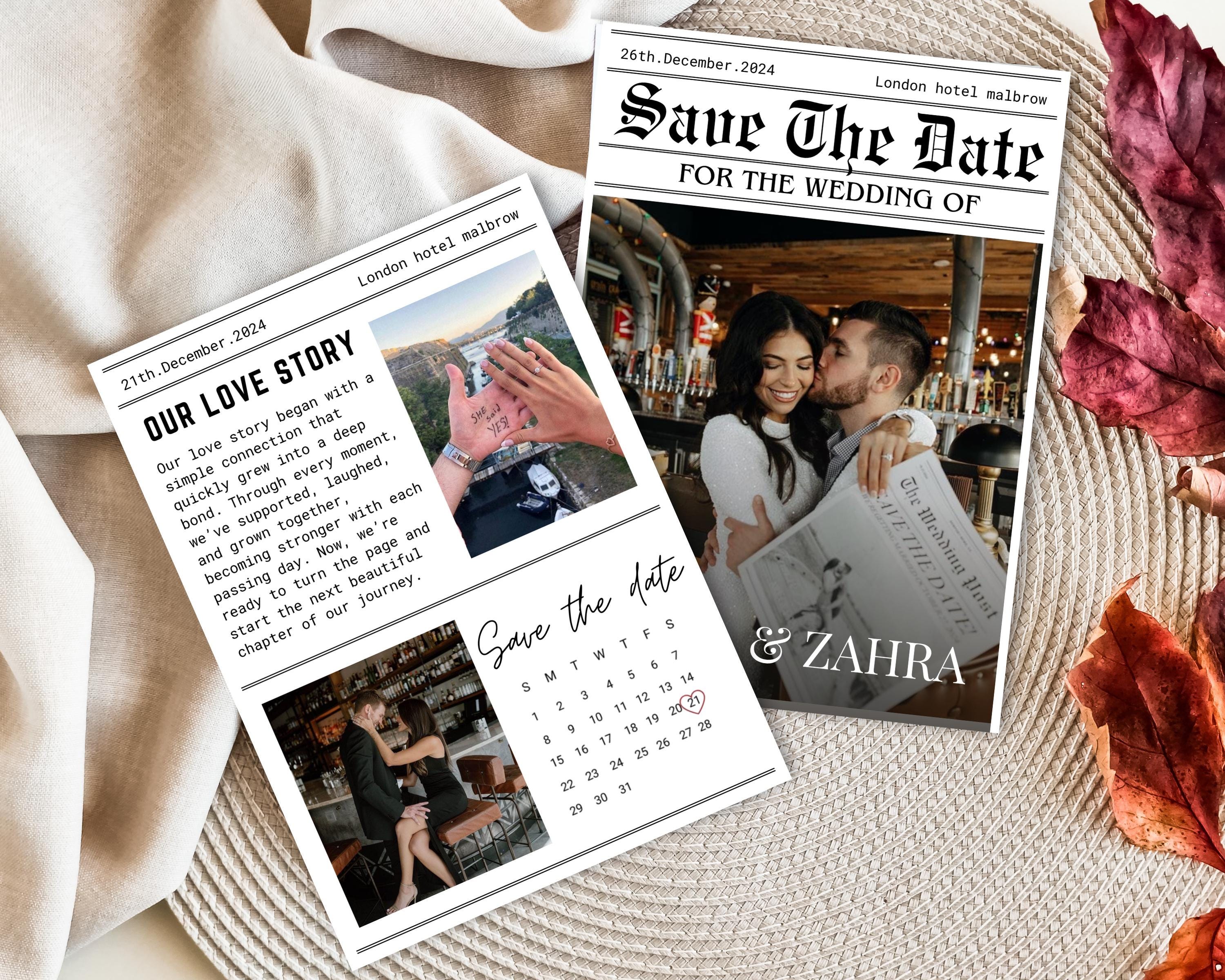 Save the Date Newspaper Design, Photo Template Save the Date, Newspaper ...