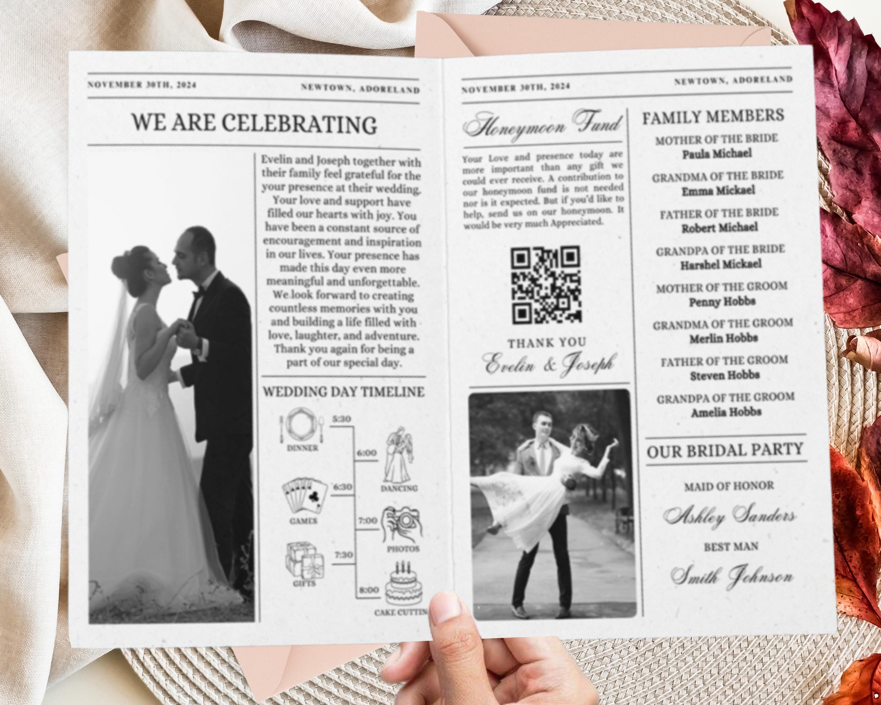 Wedding Minimalist Newspaper Template, Newspaper Template Wedding With ...