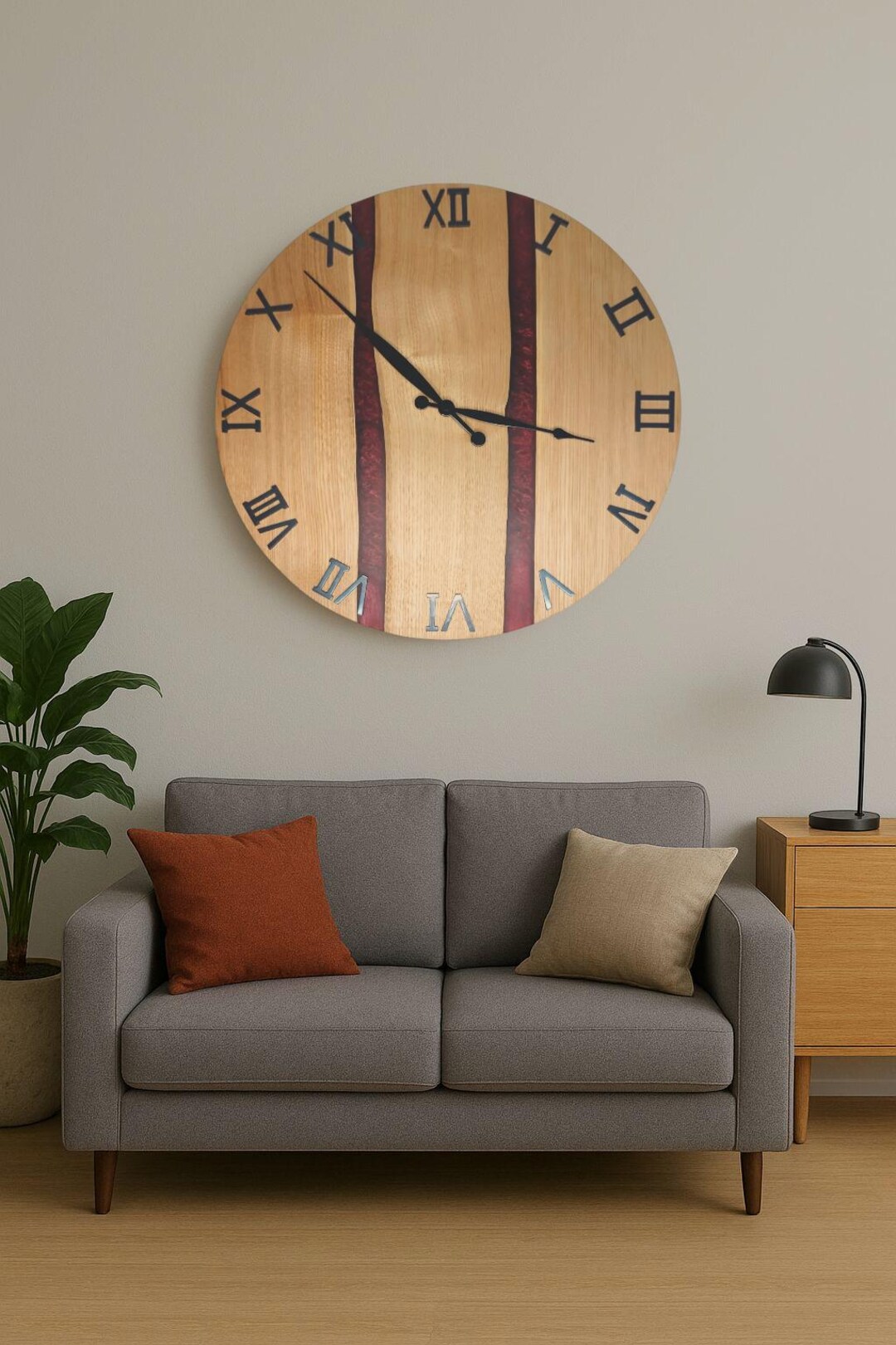 Wall Clock in Epoxy Resin and Chestnut - Etsy