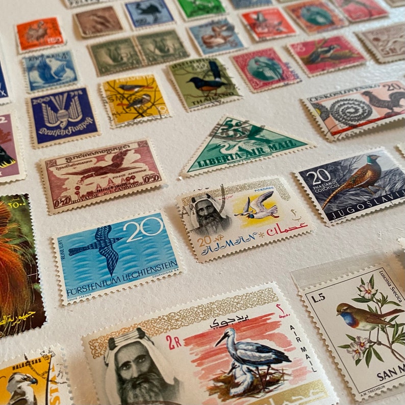 Vintage Postmarked Stamps. 50 Piece Birds - Etsy