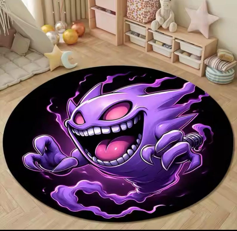 Pokemon Gengar Round Rugs for Bedroom Area Floor Mats for Kids Room ...