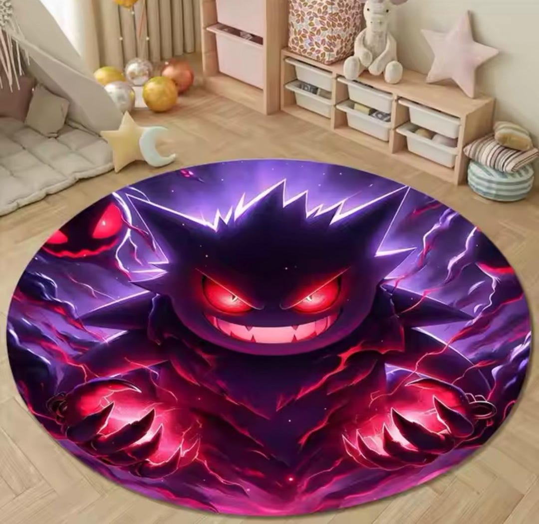 Pokemon Gengar Round Rugs for Bedroom Area Floor Mats for Kids Room ...