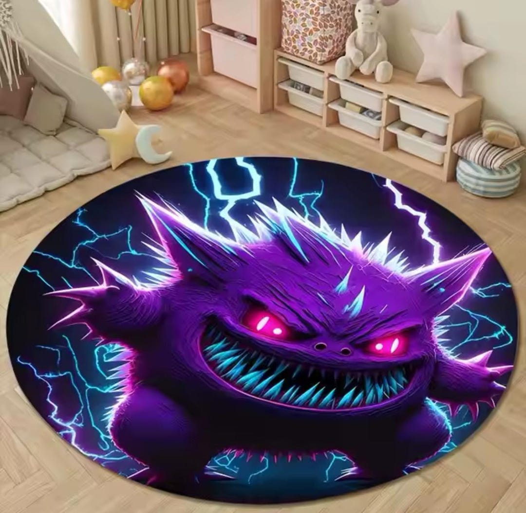 Pokemon Gengar Round Rugs for Bedroom Area Floor Mats for Kids Room ...