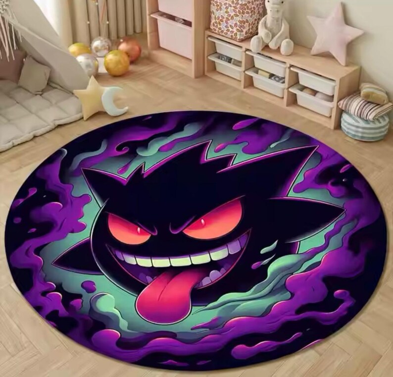 Pokemon Gengar Round Rugs for Bedroom Area Floor Mats for Kids Room ...