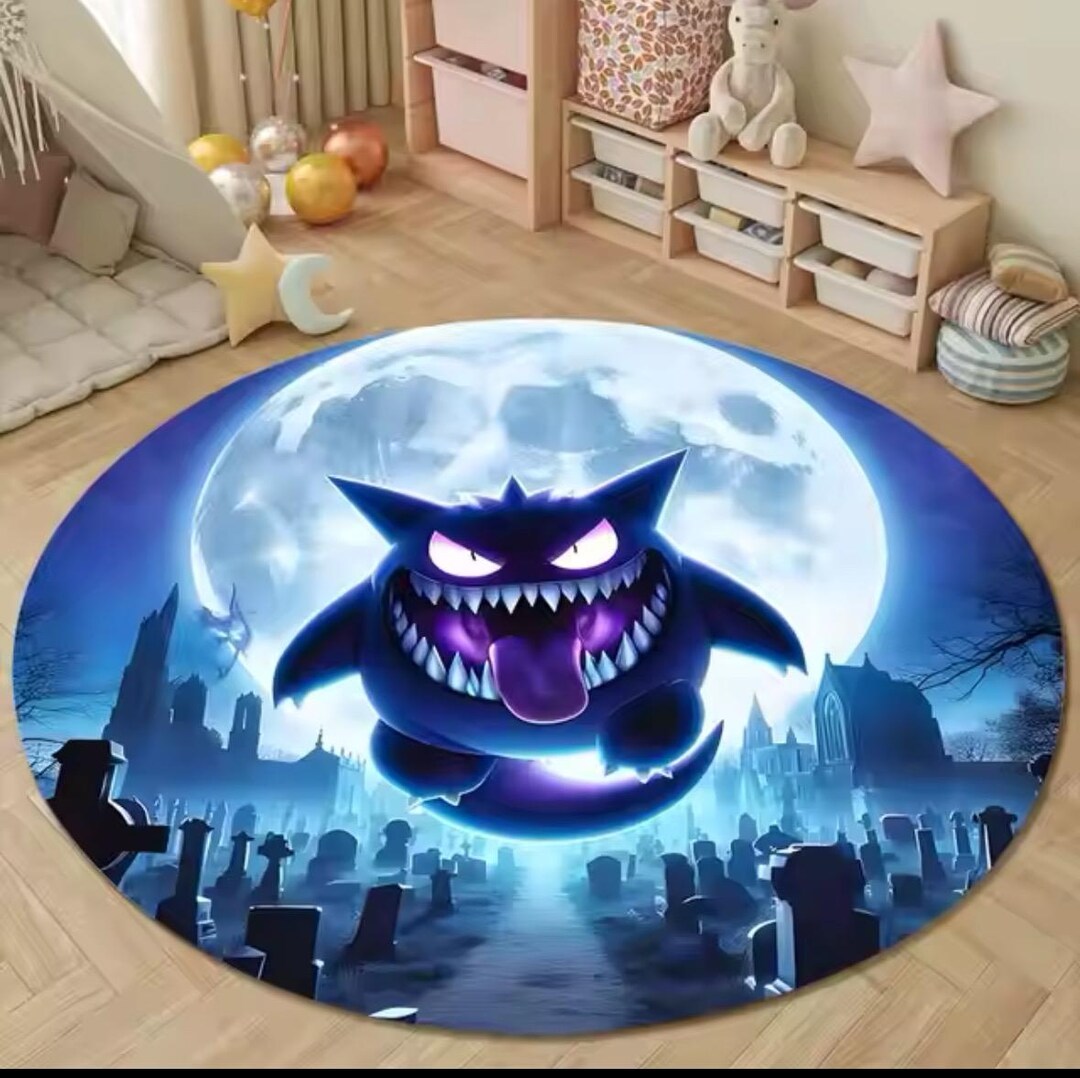 Pokemon Gengar Round Rugs for Bedroom Area Floor Mats for Kids Room ...