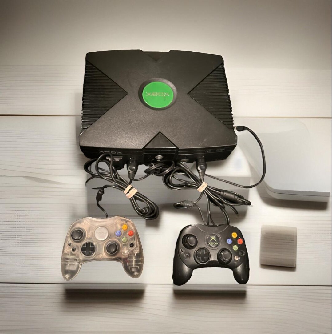 Microsoft Original Xbox Console With 2 Controllers, Power Chord, DVD ...