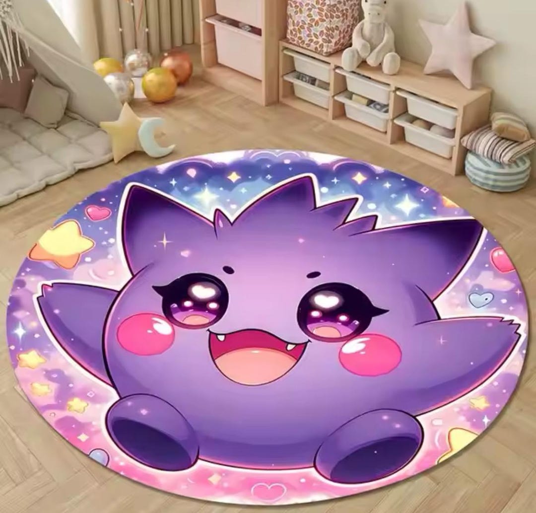 Pokemon Gengar Round Rugs for Bedroom Area Floor Mats for Kids Room ...