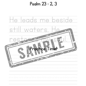 Psalm 23, Scripture Handwriting Practice, Printable Worksheets, Kids ...