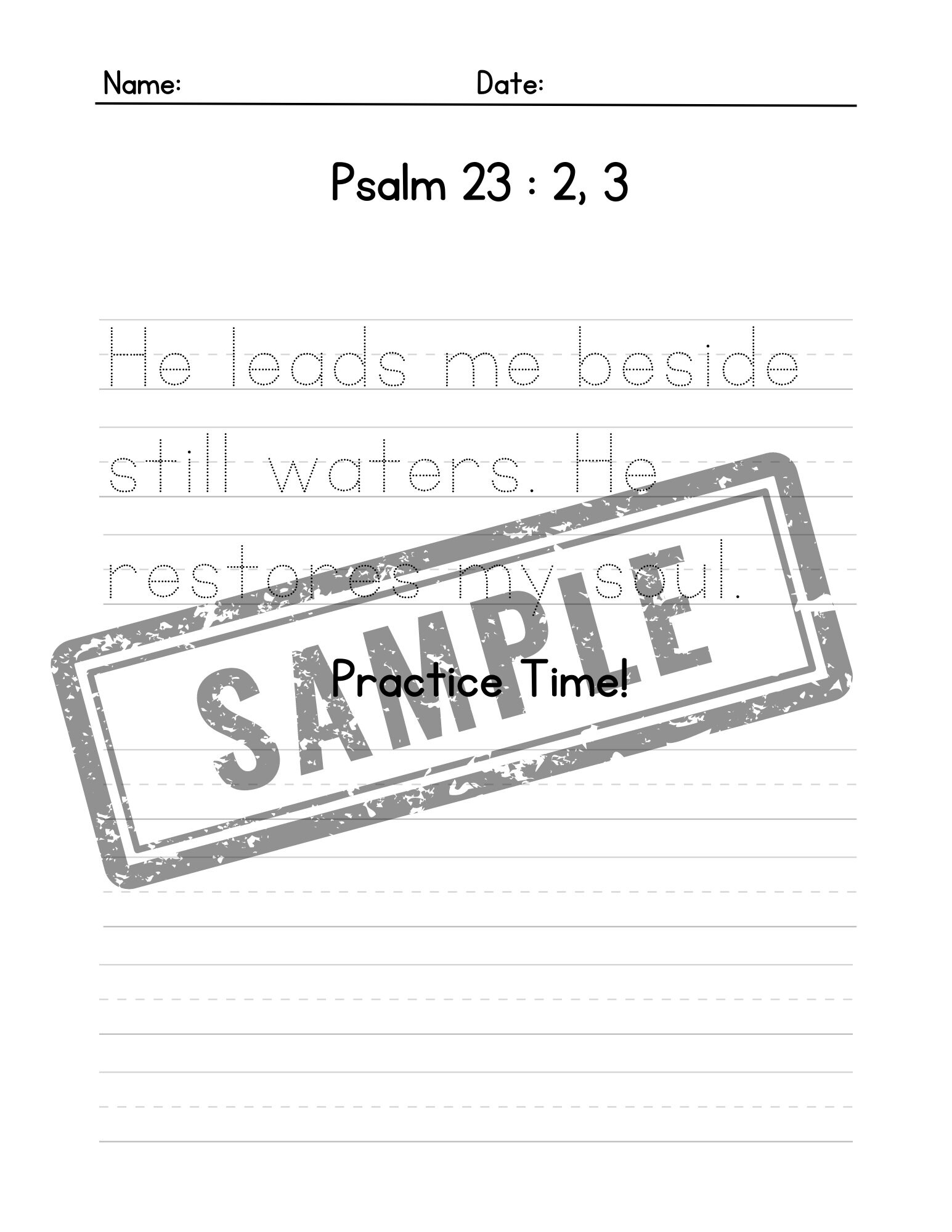 Psalm 23, Scripture Handwriting Practice, Printable Worksheets, Kids ...