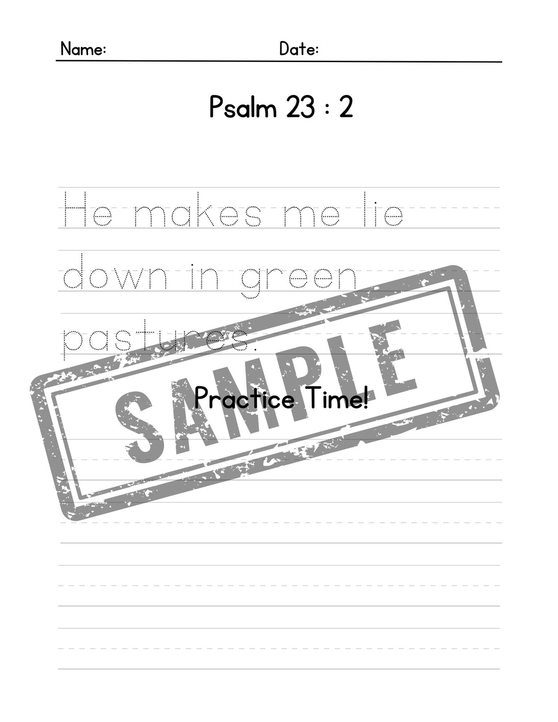 Psalm 23, Scripture Handwriting Practice, Printable Worksheets, Kids ...