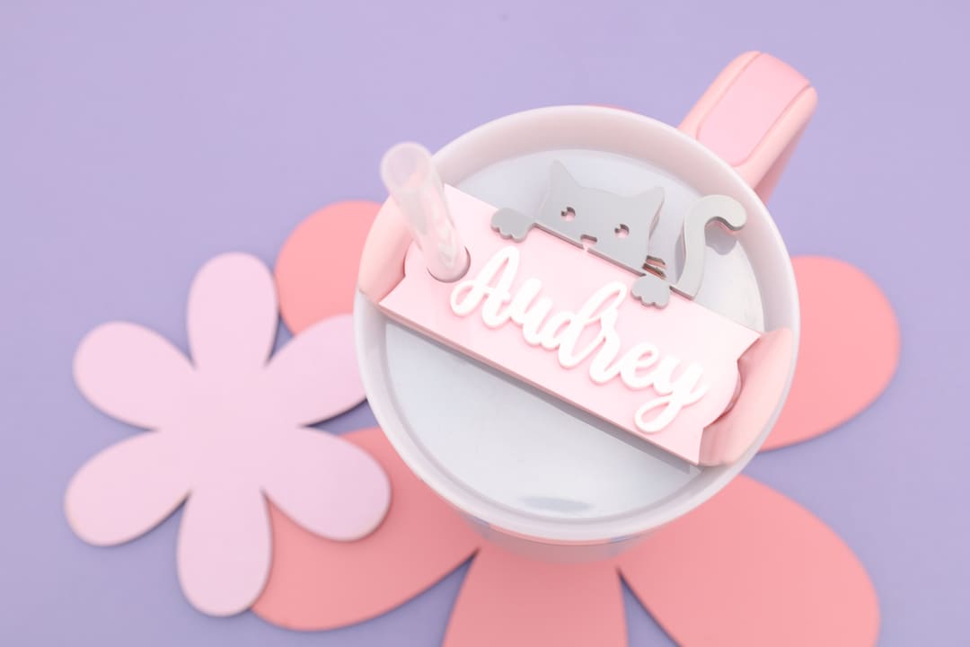 Cat Tumbler Topper, Personalized Gift for Cat Mom,stanley Tumbler Name ...