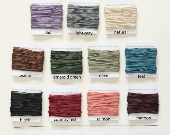 Waxed Irish Linen Thread 90 Yards, 5 Yards Each of 18 Different Colors ...