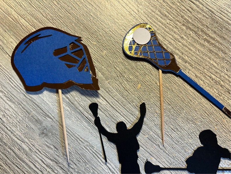 One Dozen (12) Lacrosse Male Team Cupcake Toppers Centerpieces ...