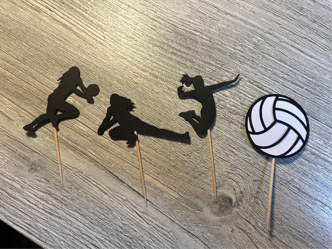 One Dozen (12) Volleyball Female Team Cupcake Toppers Centerpieces ...